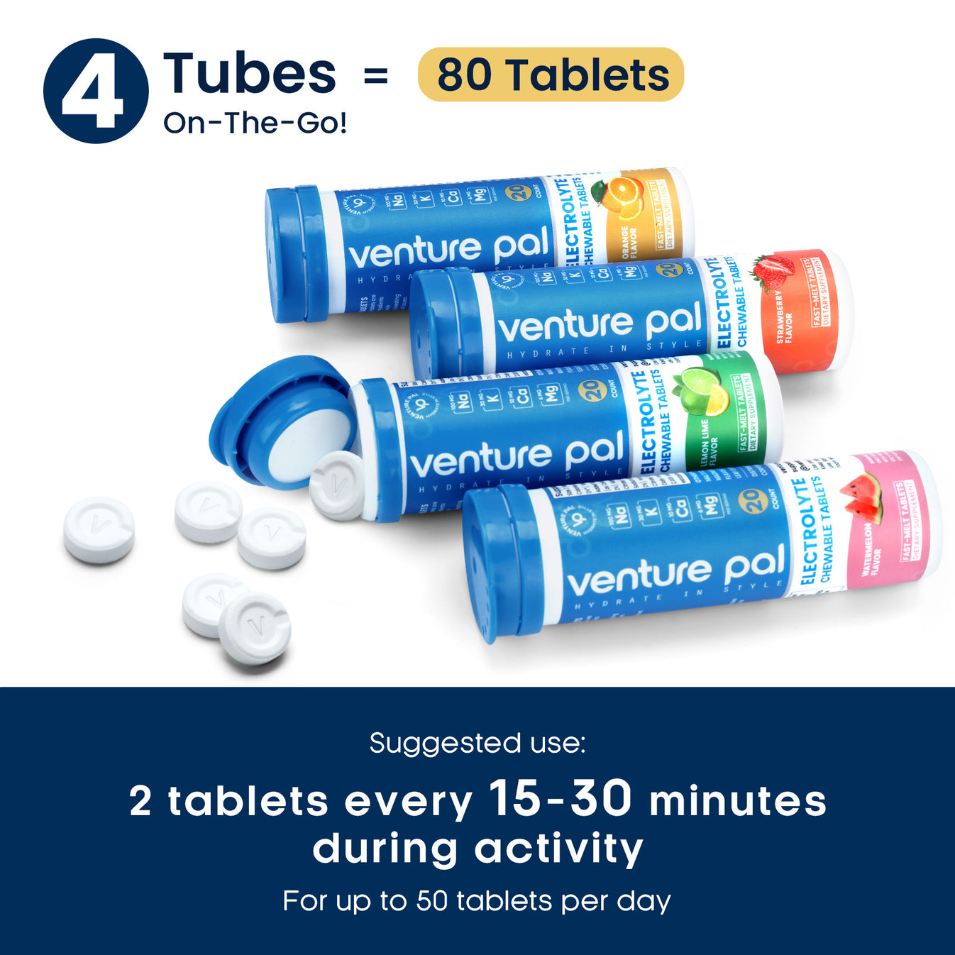 Venture Pal Sugar Free Chewable Fast-Melt Electrolyte Tablets - 80 Tab