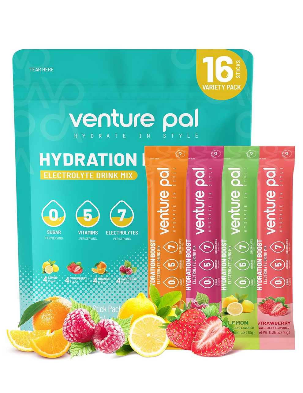Venture Pal Sugar Free Electrolyte Powder Packets - Variety Pack - 16